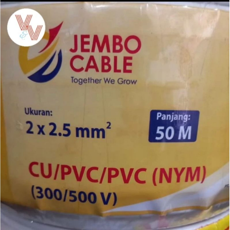 Jual kabel listrik JEMBO 2x2,5 kawat tembaga NYM harga/roll | Shopee ...