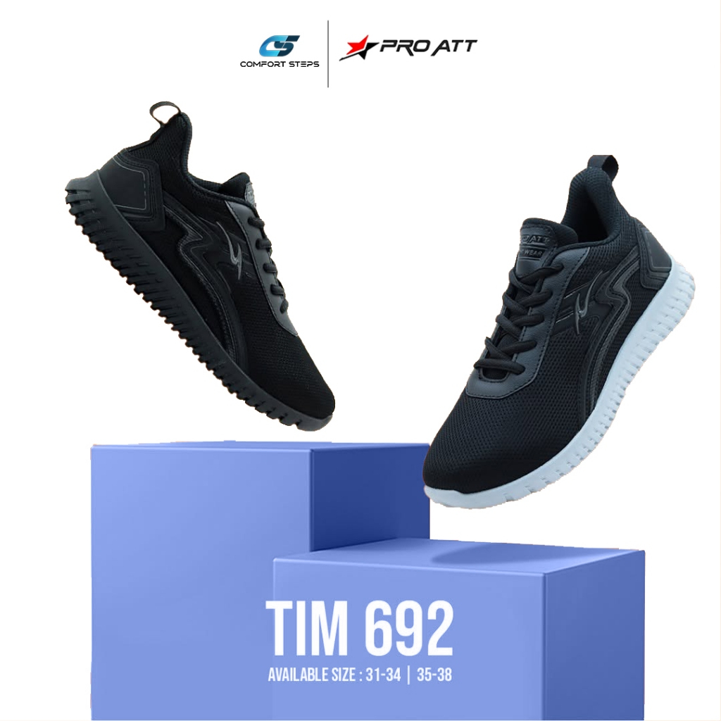 Jual Sepatu Sekolah Anak Laki Laki Perempuan Pro Att Tim Model Hitam ...