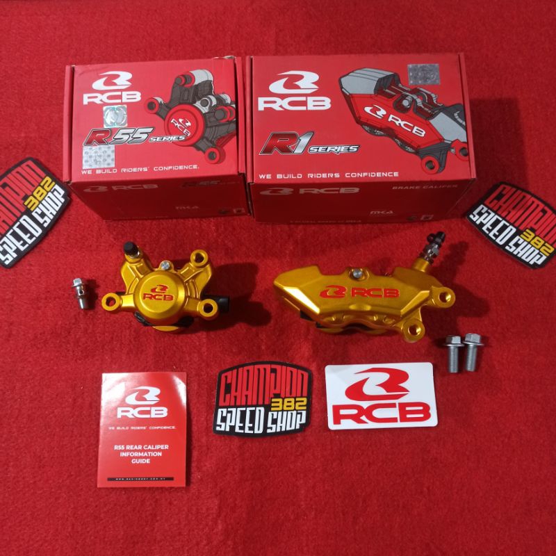 Jual Paket Kaliper Rem 2 Piston 4 Piston RCB Racing Boy R1 R55 Gold ...