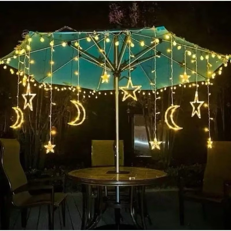 Jual LAMPU TIRAI BULAN BINTANG STAR MOON IDUL FITRI LEBARAN EID MUBARAK ...