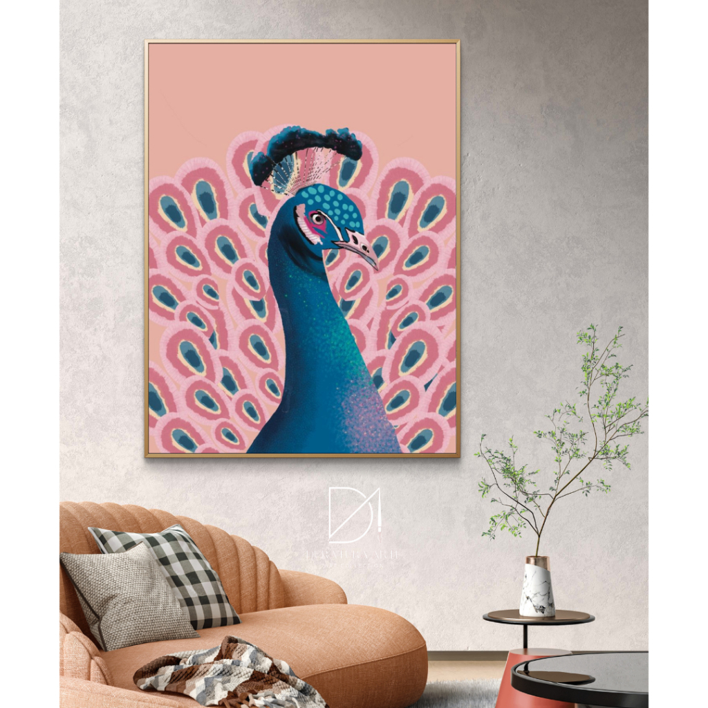 Jual Lukisan Burung Merak Abstak Simple Elegant Warna Pink - Lukisan ...