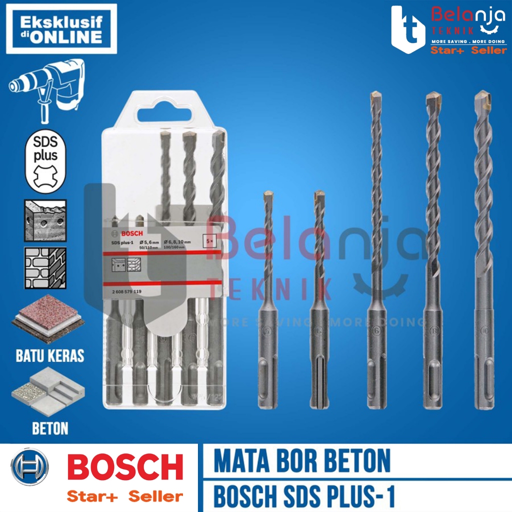 Jual Mata Bor Beton SDS PLUS-1 5Pcs Bosch Hammer Drill Bit Set 5 PCS 5 6 8 10 MM | Shopee Indonesia