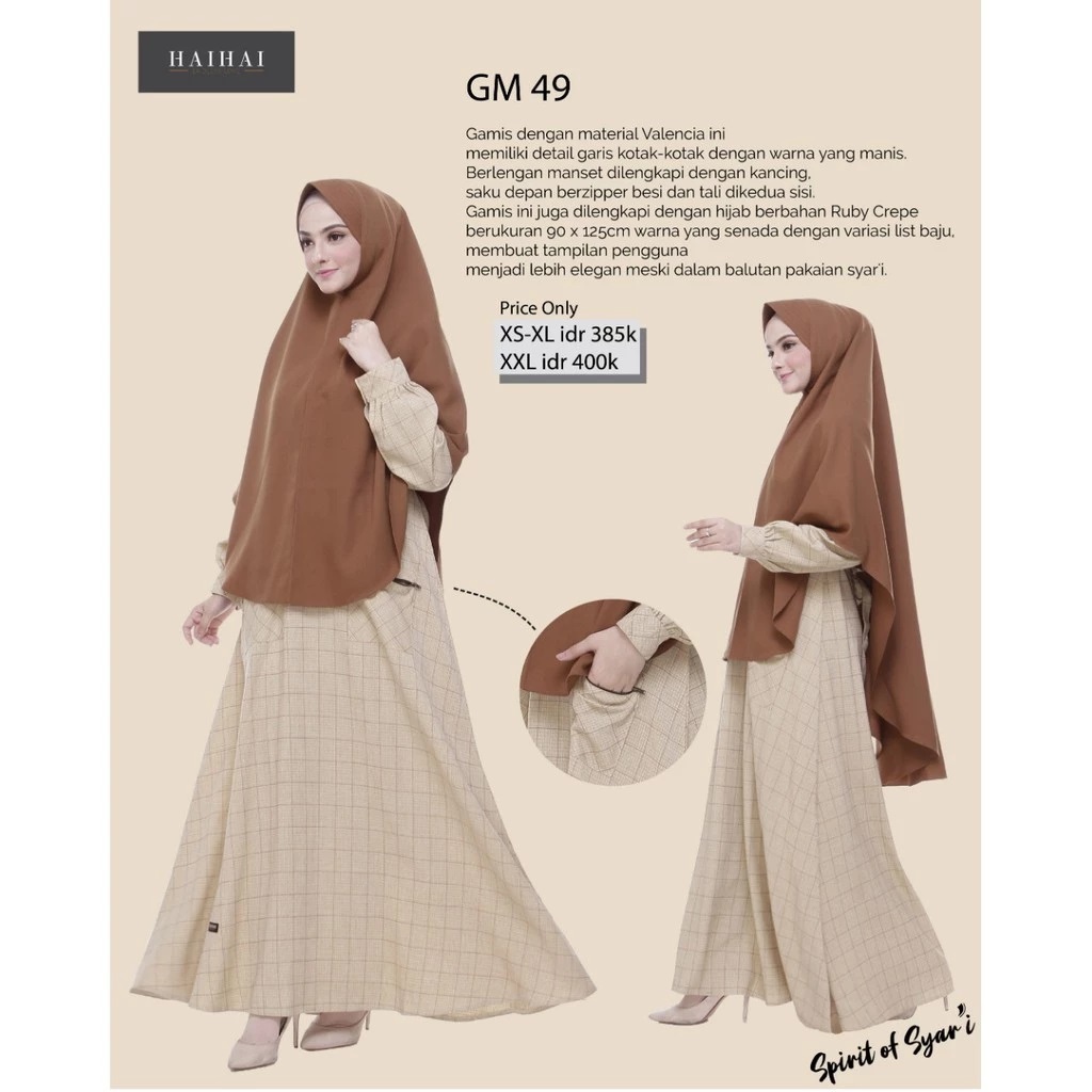 Jual GAMIS SYAR'I HAIHAI HAITWO GM 049 NAVY COKLAT SUSU - SALE | Shopee ...
