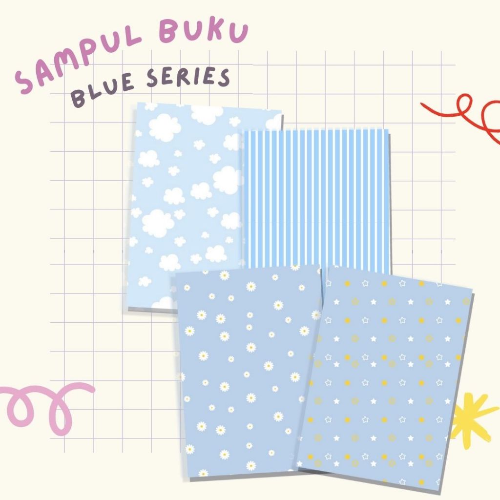 Jual Sampul buku aesthetic 10 lembar Blue biru muda series | Shopee ...