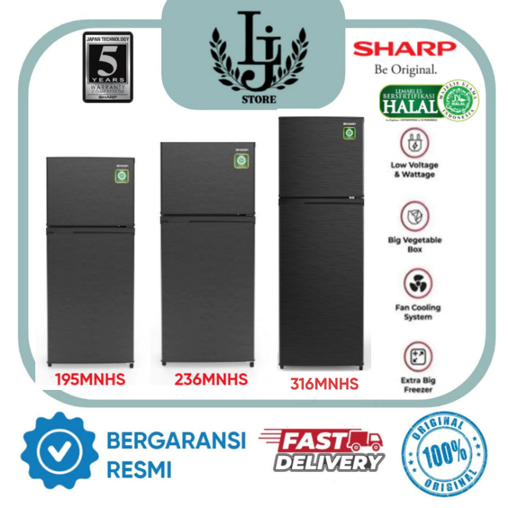 Jual Kulkas Sharp 2 Pintu SJ 195MNHS / 236MNHS Kulkas 2 Pintu Sharp Lemari Es Sharp Dua Pintu ...