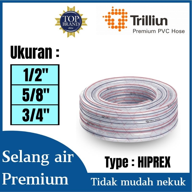 Jual Selang air benang tebal kuat trilliun Hiprex 1/2" 5/8" 3/4" inch per meter | Shopee Indonesia