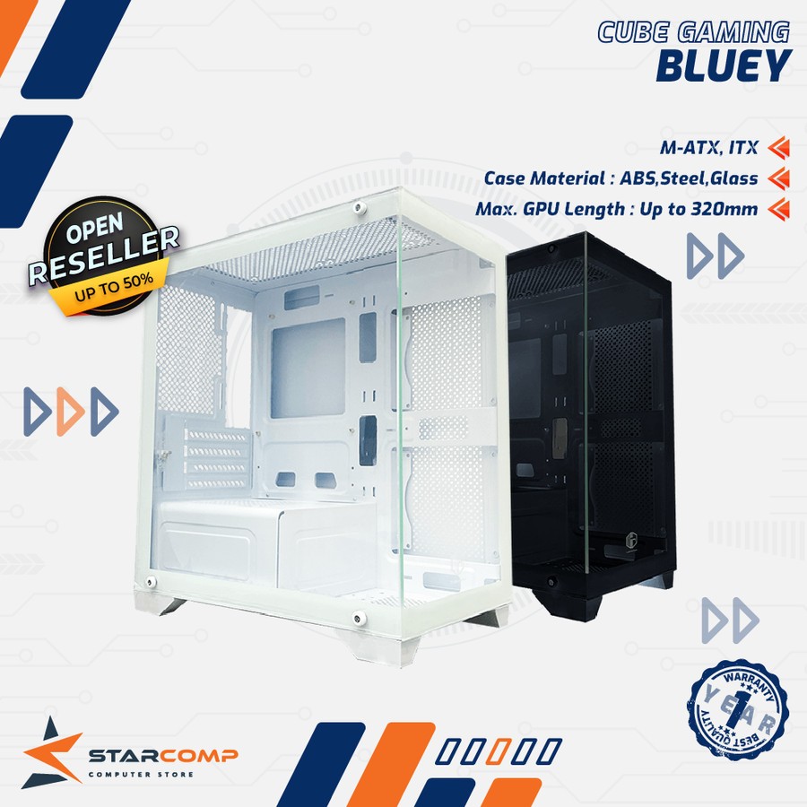 Jual Casing PC Gamemax Bluey Matx Case Tempered Glass Panoramic ...