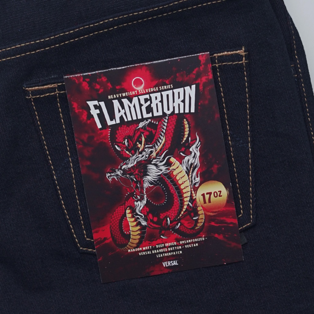 Jual Versal The Finest- FLAMEBORN 17oz Deep Indigo x Maroon Weft ...