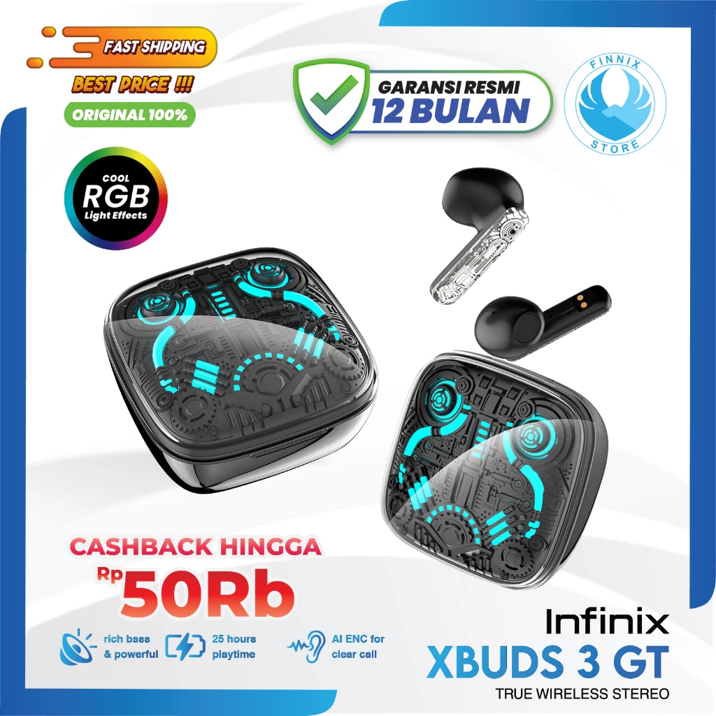Jual Infinix Xbuds GT 3 XE30 TWS RGB Light Effects Earphone Earbuds ...