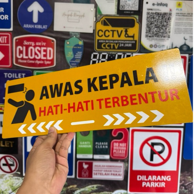Jual Rambu Awas Kepala Terbentur Bahan ACP 39x13 cm | Shopee Indonesia