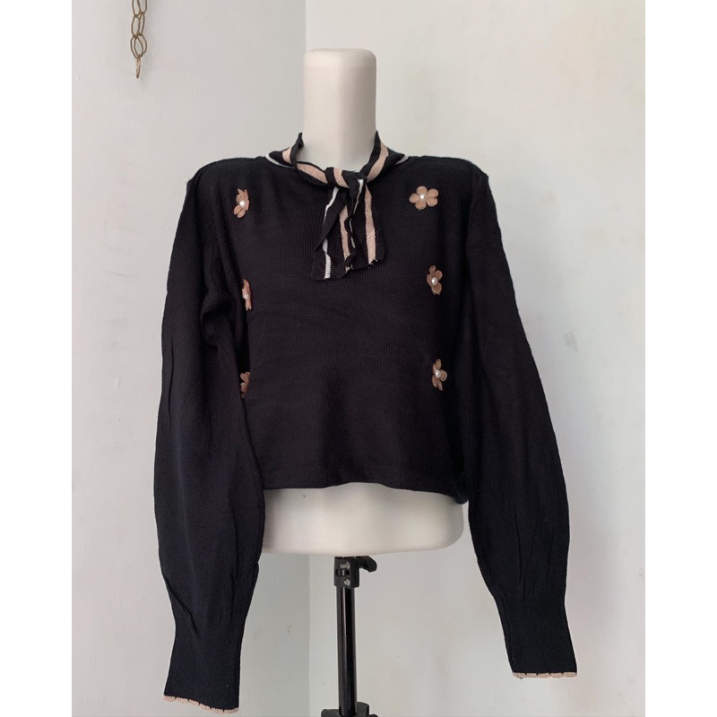 Jual Rajut sweater lengan panjang polos crop motif basic kode 020 ...