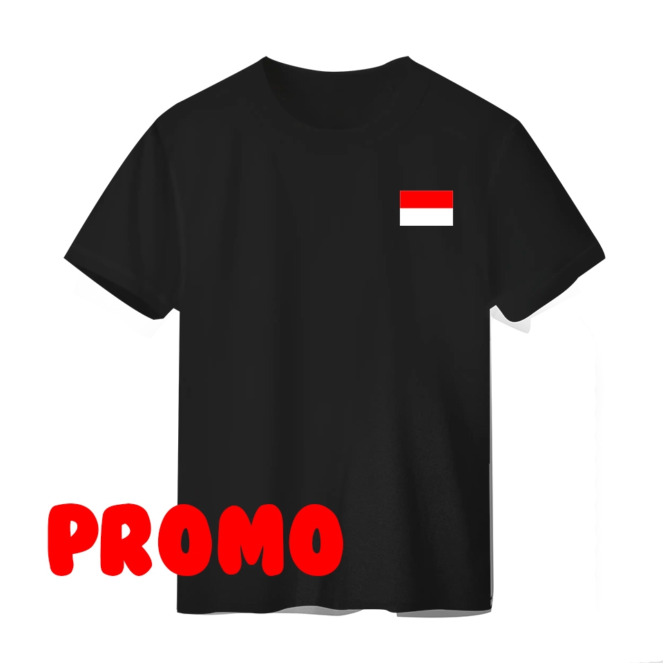 Jual Kaos Hitam Promo logo bendera | Shopee Indonesia