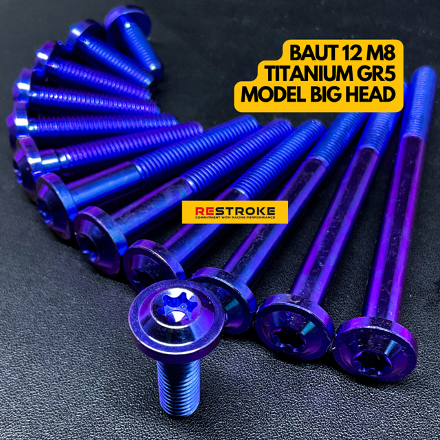 Jual BAUT 12 M8 1cm - 11cm TITANIUM GR5 MODEL BIG HEAD ORIGINAL TITANIUM GR5 | Shopee Indonesia