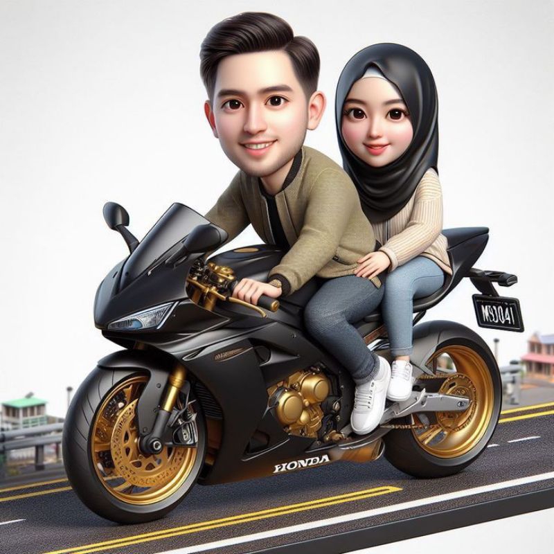 Jual Edit Foto Wajah Karikatur Ai Naik Motor Naik Mobil | Shopee Indonesia