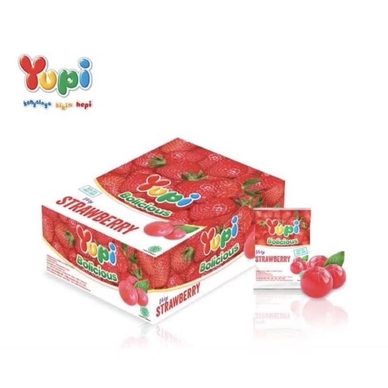 Jual [ HALAL ] YUPI BOLICIOUS STRAWBERRY 1 BOX ISI 24 PCS | Shopee ...