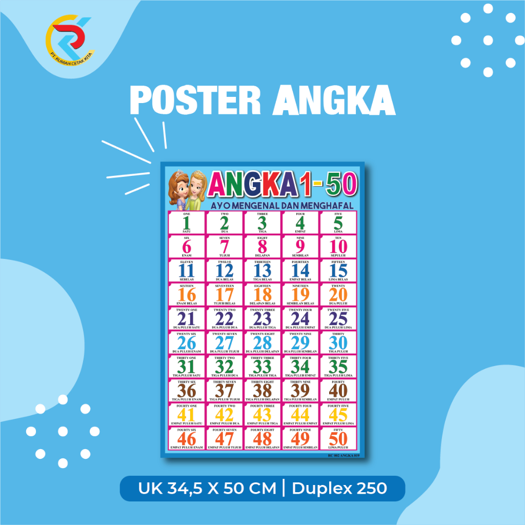 Jual Poster Edukasi Anak Angka 6 | Hiasan Dinding Ruangan Kelas ...