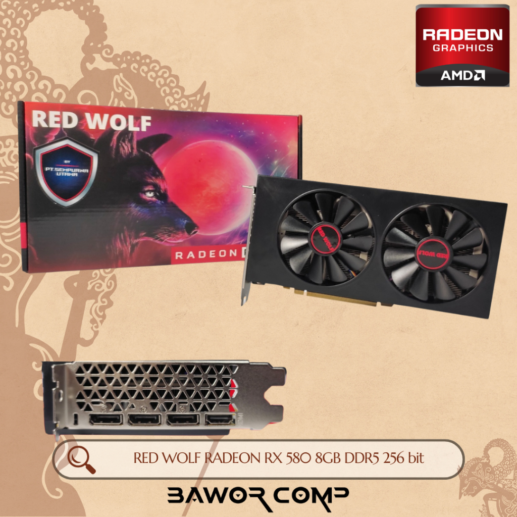 Jual RED WOLF RADEON RX 580 8GB DDR5 256 bit VGA Card Venom RX 8GB ...