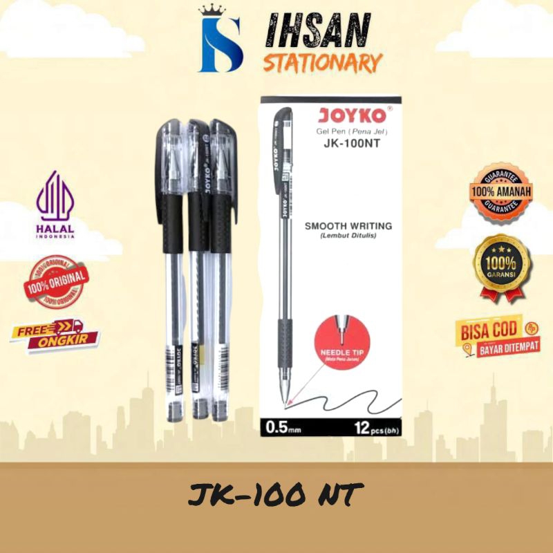 Jual Ballpoint Joyko Gel JK-100/JK-100NT Isi 12 Pcs (1 Lusin) | Shopee Indonesia
