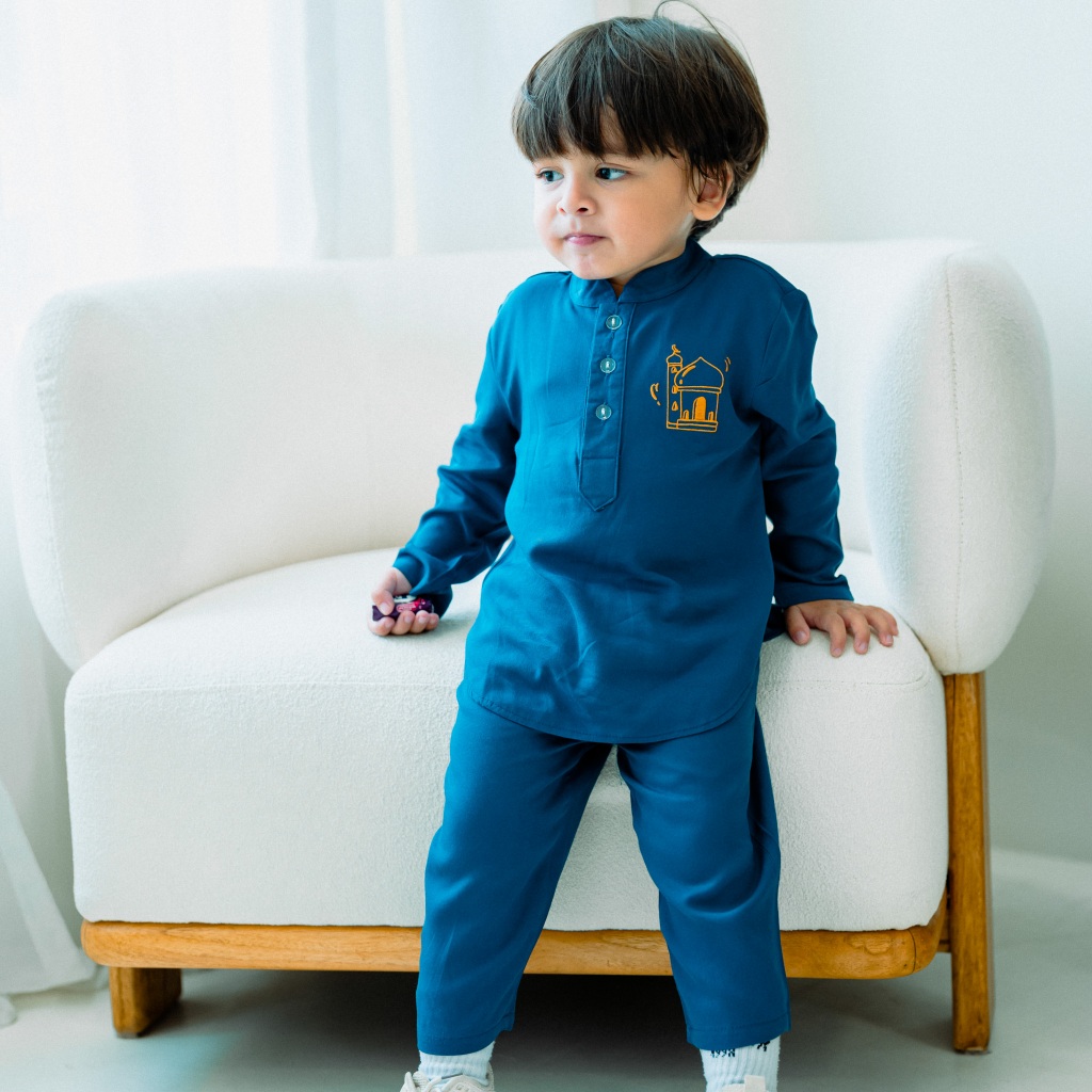 Jual [HELLOMINI] 2-13T EID 2026 Raya Katun Nyaman Set Bordir Anak Laki ...