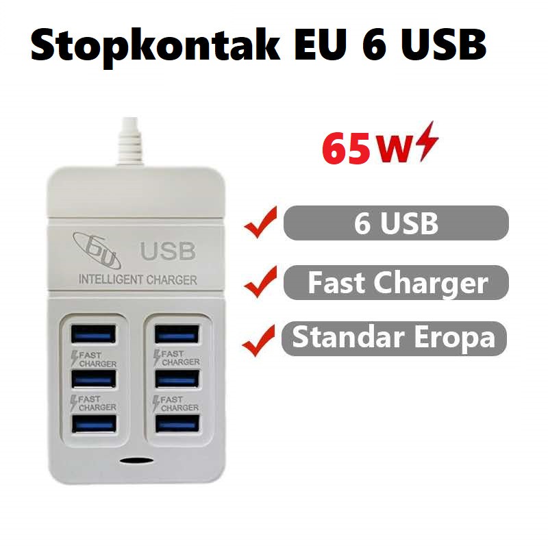 Jual PD0116 Fast Charger 65W 6 Port Pengisi Daya USB Multiport PD Tipe ...