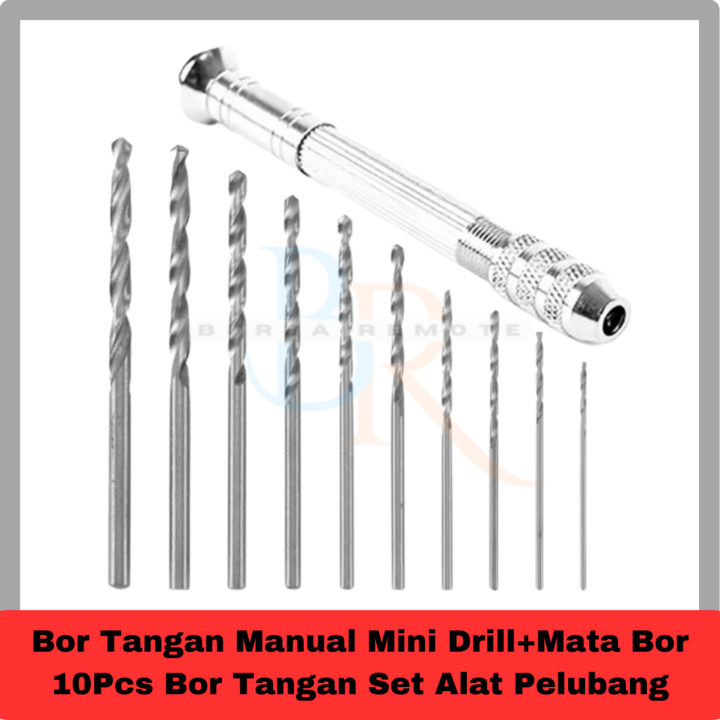 Jual Bor Tangan Manual Mini Drill+Mata Bor 10Pcs Bor Tangan Set Alat ...