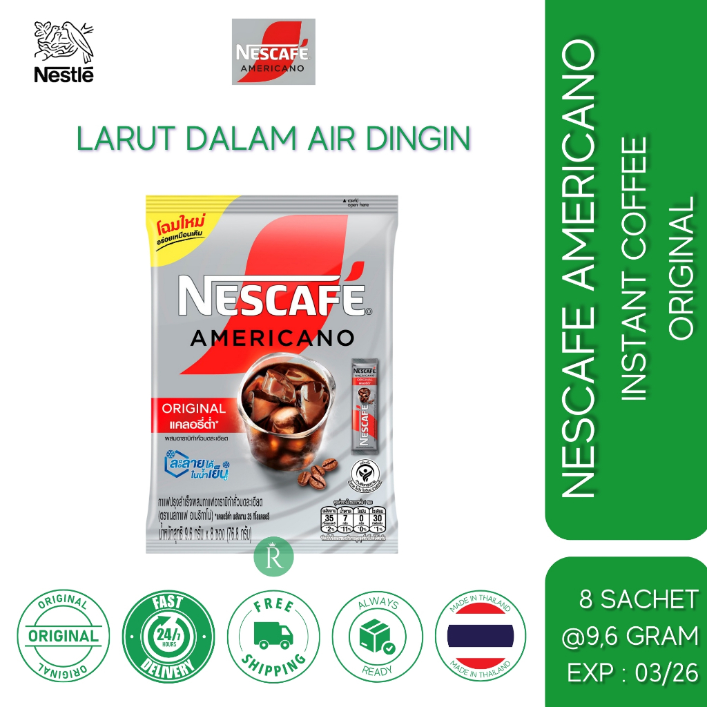 Jual Nestle Nescafe Americano Low Calories Pack Isi 8 Sachet Original ...
