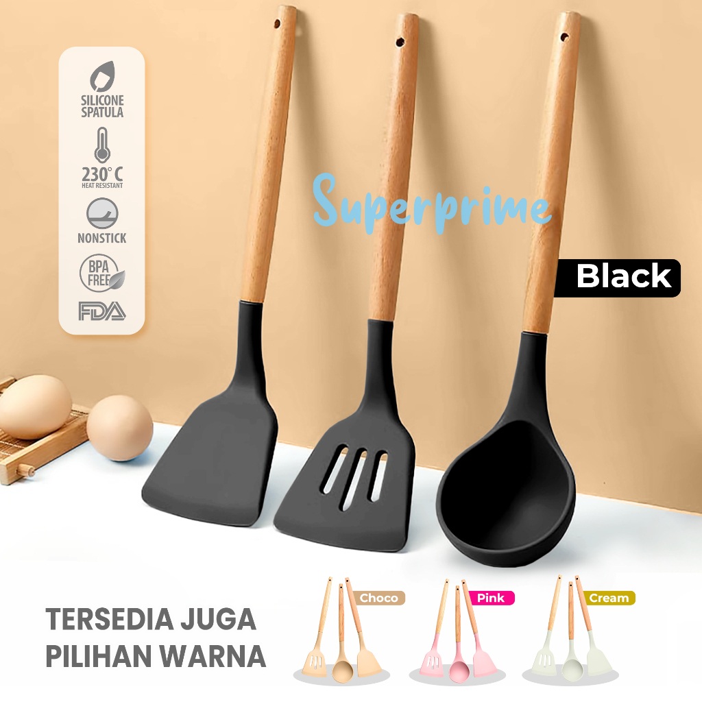 Jual Spatula Silikon Set 3 pc Superprime alat masak sutil silicone ...