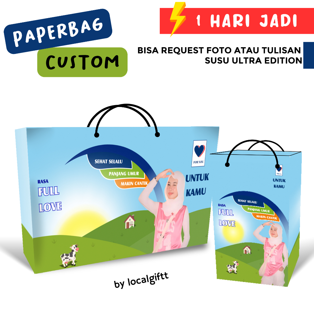Jual Paperbag Custom Susu Ultra Edition | Bisa request foto dan tulisan ...