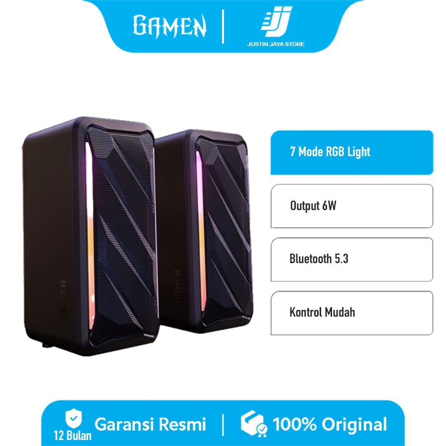 Jual GAMEN Speaker Bluetooth Super Bass PC Gaming Surround Sound GS7 7 RGB Mode Bluetooth 5.3 ...