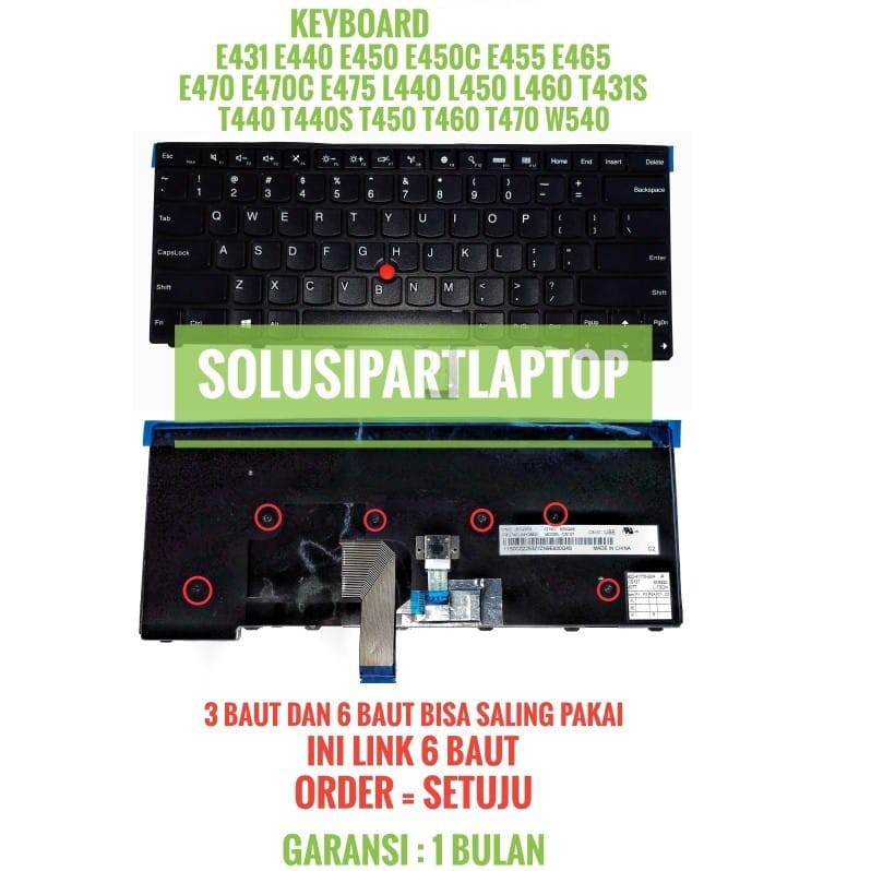 Jual Keyboard Lenovo Thinkpad E440 E431 L440 T431S T440 T440P Black ...