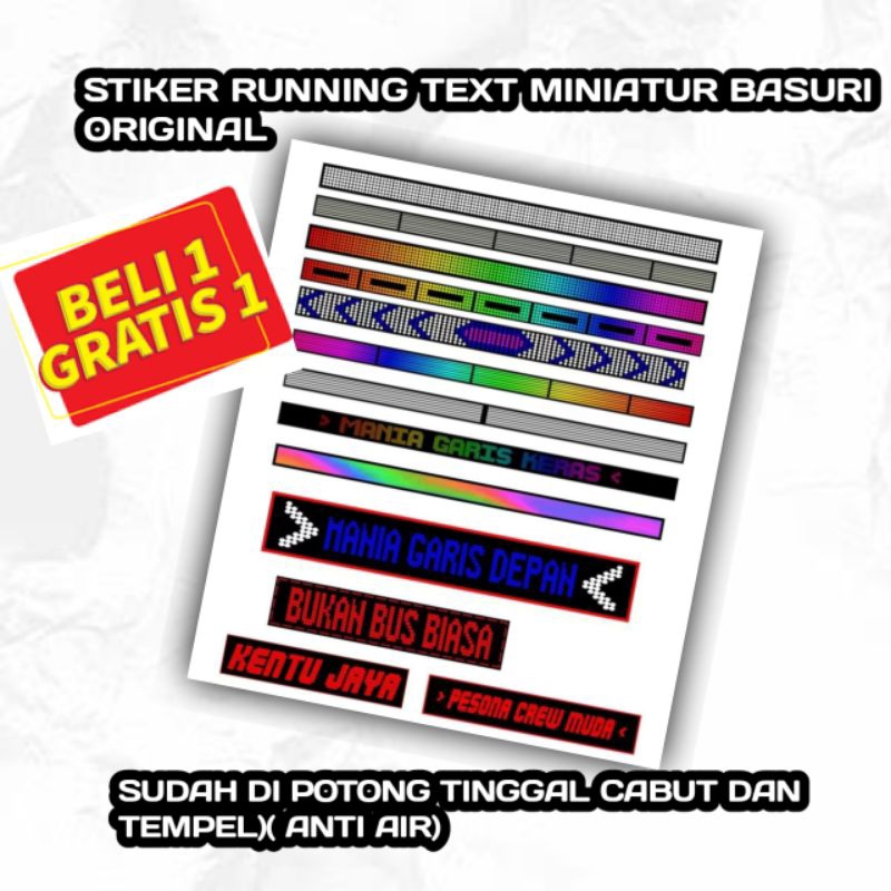 Jual {KODE 019} STIKER MINIATUR BUS BASURI RUNNING TEXT ORIGINAL ...