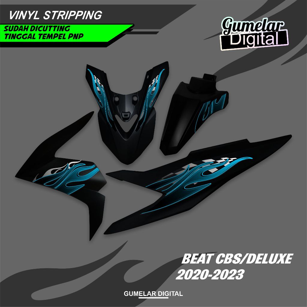 Jual STRIPPING SIMPEL HONDA BEAT DELUXE BEAT STREET API LIVERY SS BIRU ...