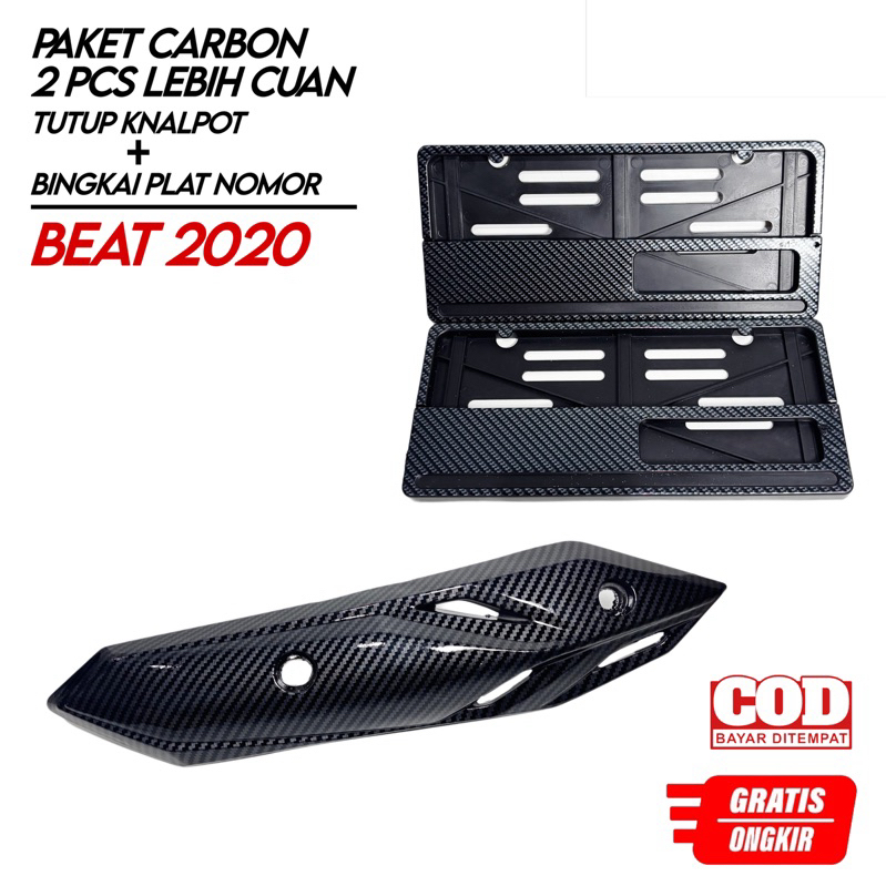 Jual Paket 2 Pcs Cover Knalpot Bingkai Plat Nomor Motor Carbon Beat ...