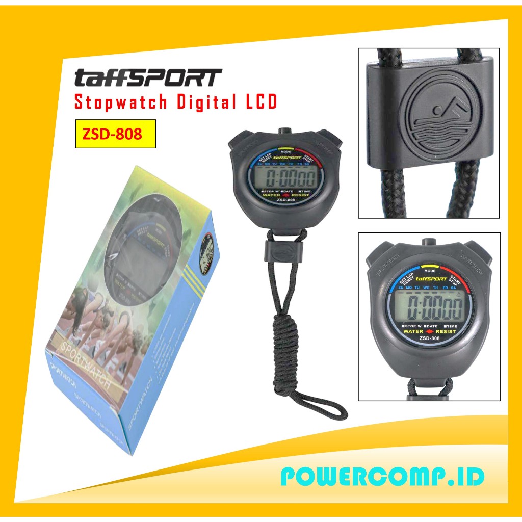 Jual TaffSPORT Stopwatch Timer Lap Split Digital Stopwatch with Clock ...