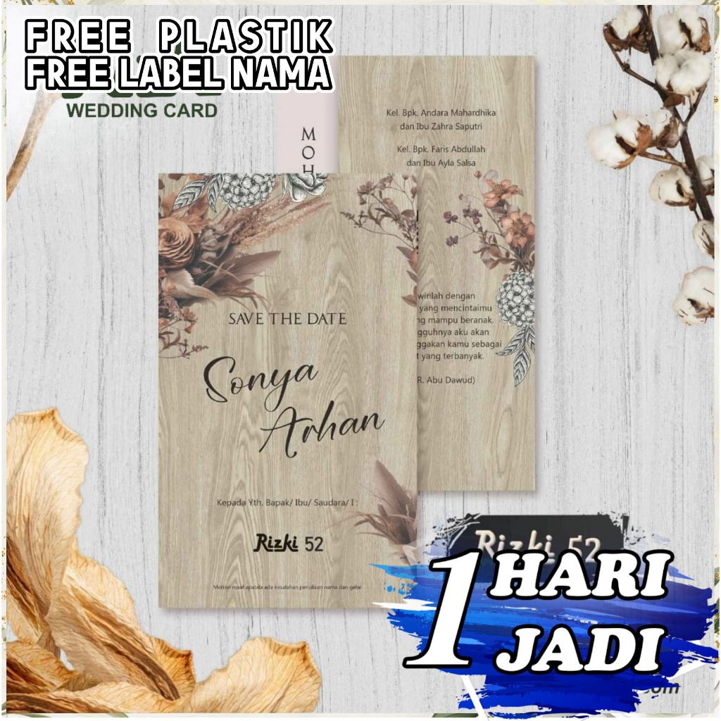 Jual Cetak Undangan Pernikahan Rustik Elegan Unik Desain Terbaru Rizki ...