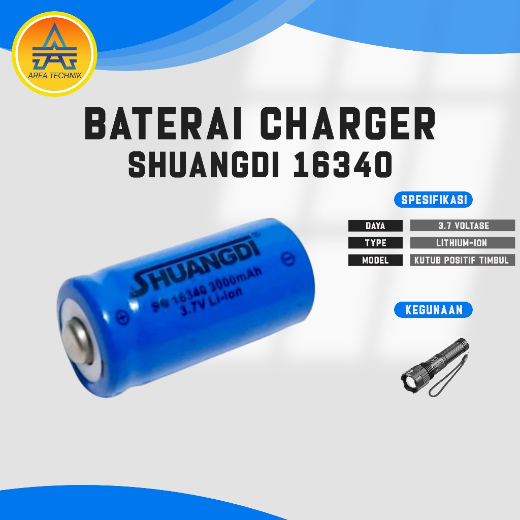 Jual Baterai Senter / Baterai Laser Type SHUANGDI 16340 Model Mini Li ...