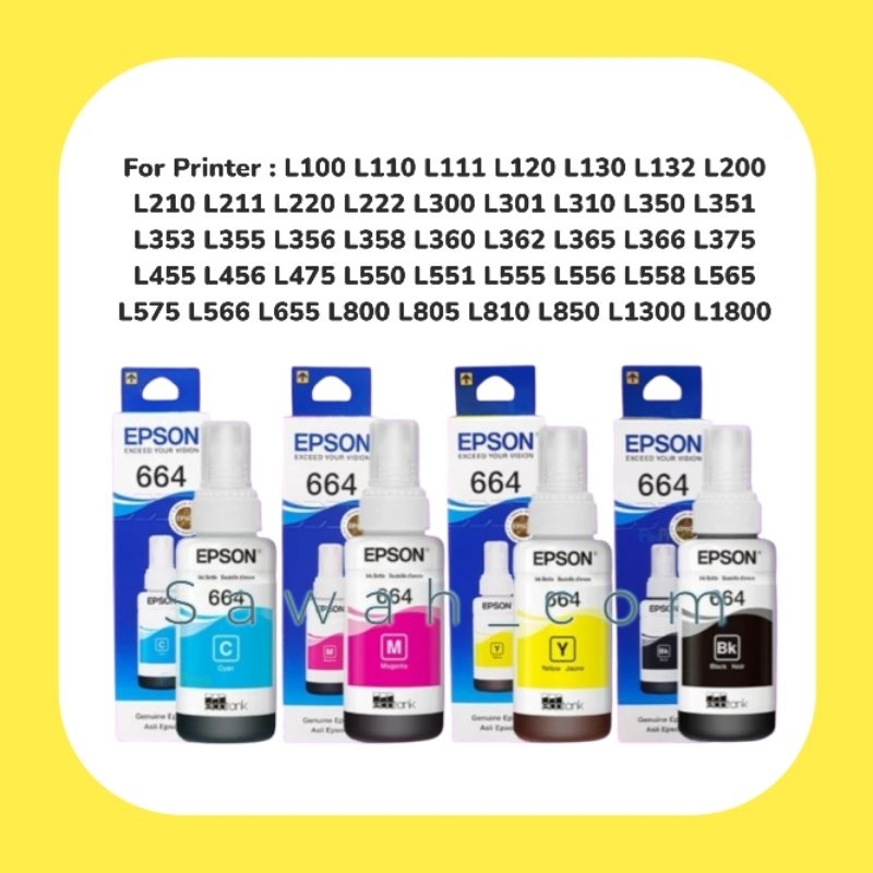 Jual TINTA EPSON 664 BLACK AND COLOR FOR PRINTER L100 L110 L120 L200 ...