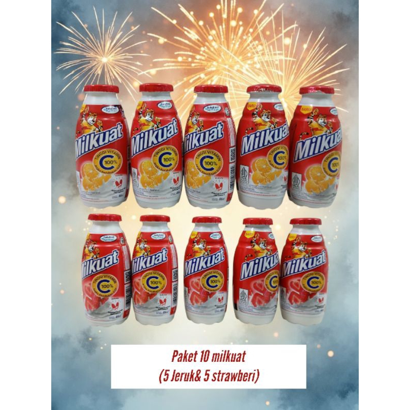 Jual Paket 10 susu milkuat botol strawberi&jeruk | Shopee Indonesia