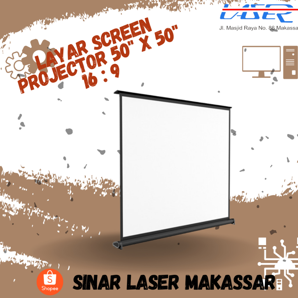 Jual LAYAR SCREEN PROJECTOR PORTABLE 50 INCH 16 : 9 LAYAR PROYEKTOR ...