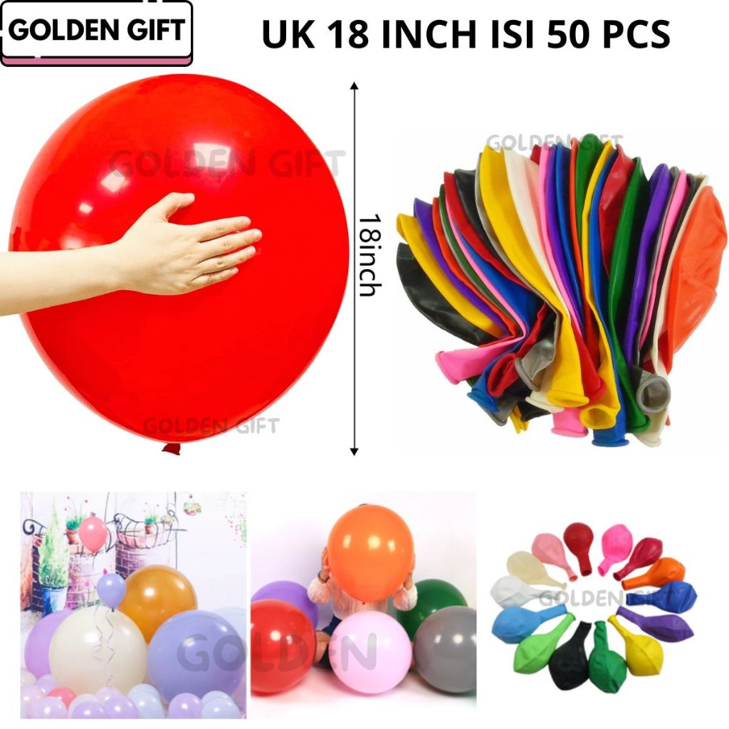Jual Balon Latex Doff 18 inch 1 pack isi 50 shuaian/balon latex doff ...