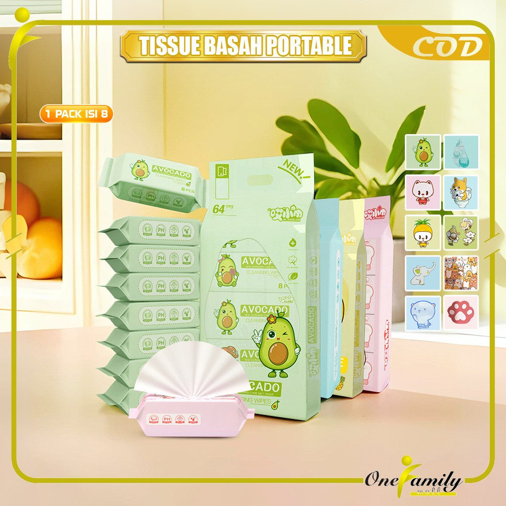Jual ONE-C949 Tissue Basah Mini Karakter Travel 8in1 / Tisue Basah Bayi ...