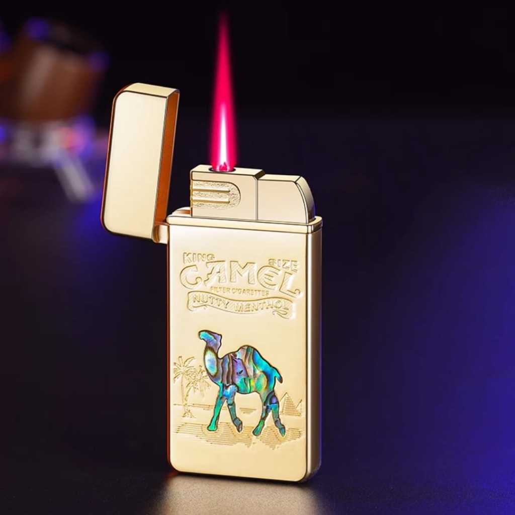 Jual Cangkang Warna-warni Dihiasi Api Jet Merah korek Tahan Angin Badan ...