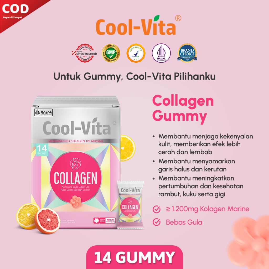 Jual Coolvita 1 Box Collagen Gummy - Suplemen Kolagen 120mg Manis dan ...