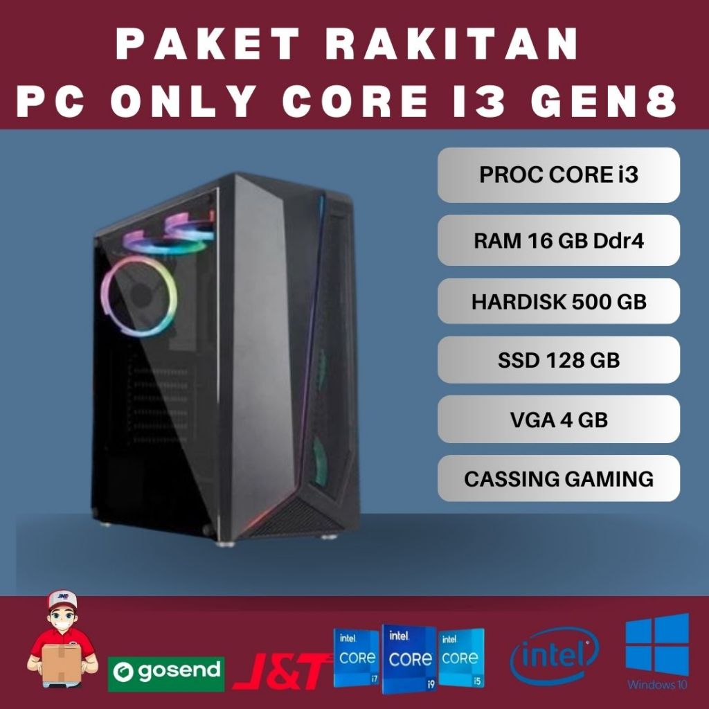 Jual PC Rakitan Core i3 Gen8 Ram 16gb SSD 128GB Hardisk 500 GB VGA 4 GB ...