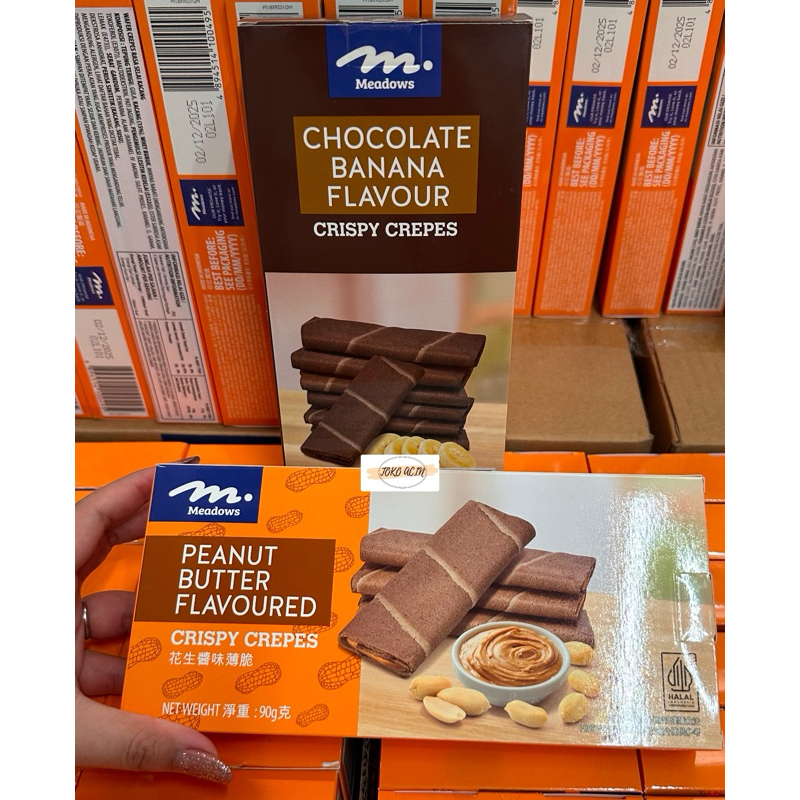 Jual Meadows Chocolate Banana Flavour Crispy Crepes, biskuit, wafer ...