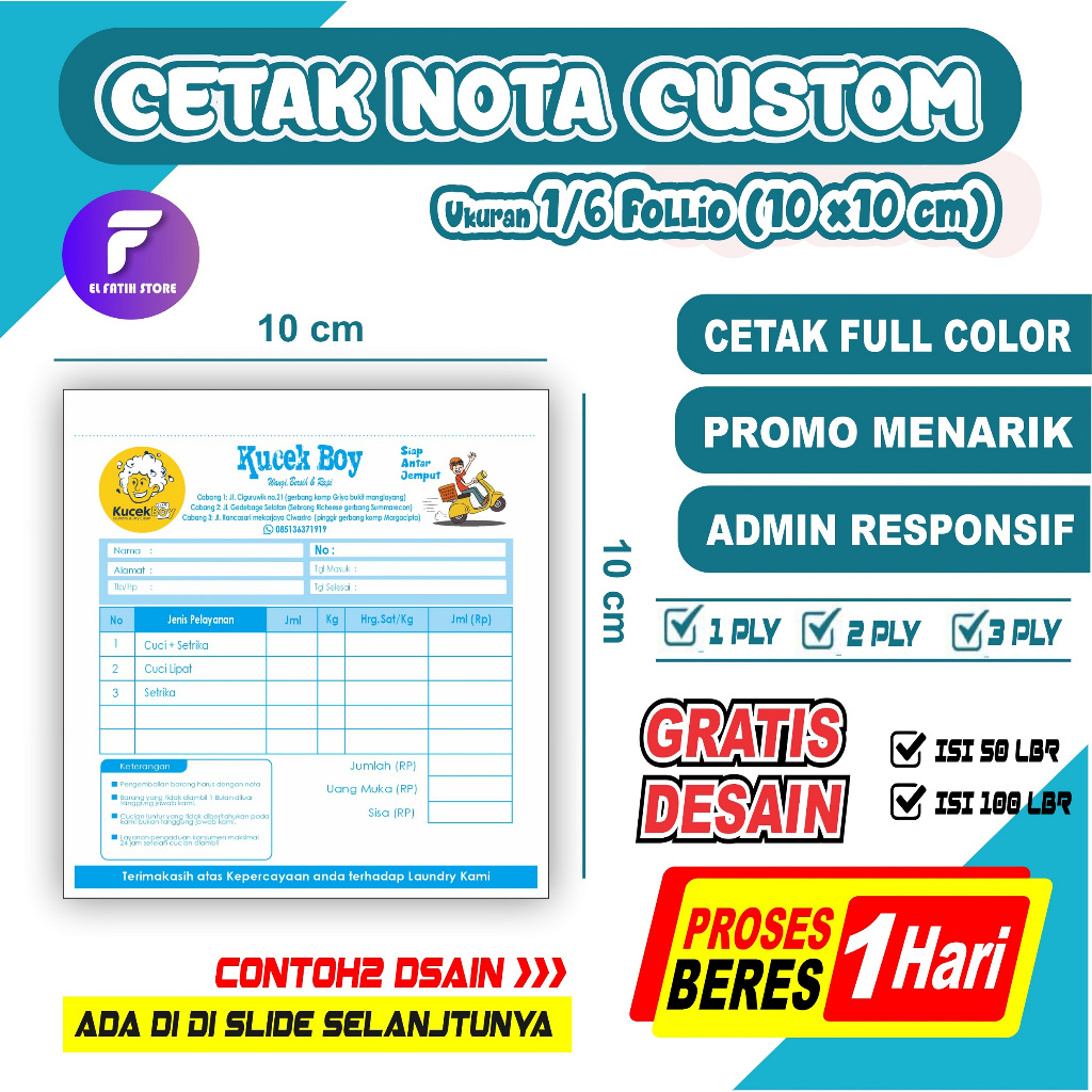 Jual Nota custom ukuran kecil / nota 1 ply /nota 2 ply / nota custom ...
