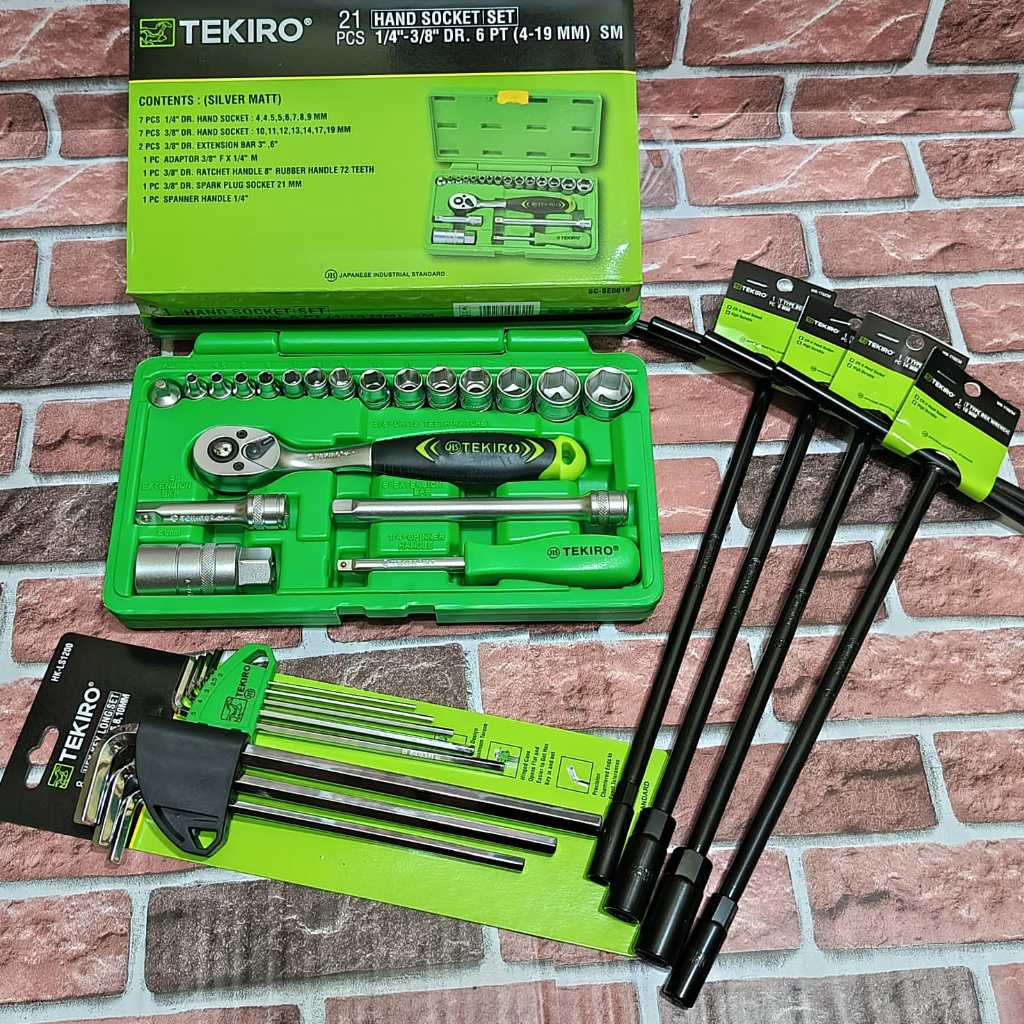 Jual TEKIRO Kunci T Set 4Pcs 8 10 12 14Mm / Kunci Sok Set Tekiro 21 Pcs / Kunci L Tekiro Panjang ...