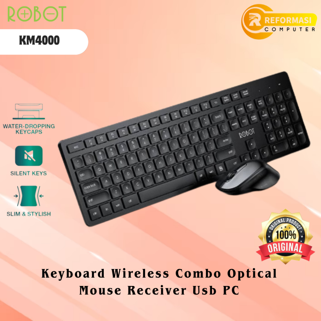 Jual Robot Keyboard Wireless Robot KM4000 Combo Optical Mouse Receiver ...