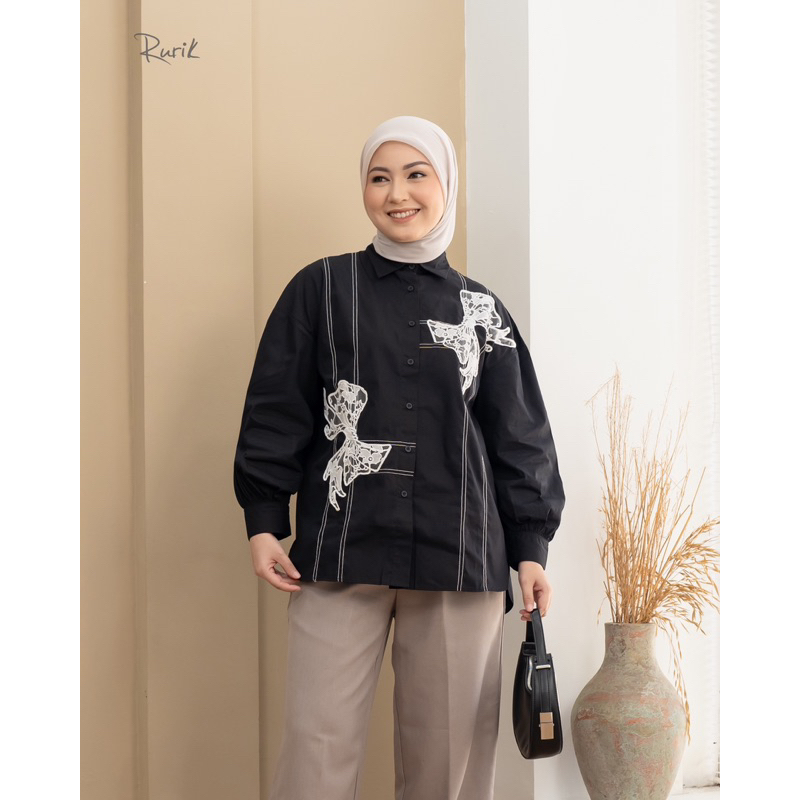 Jual Rurik Kemeja Wanita Oversize Nolya Embroidery Shirt | Shopee Indonesia