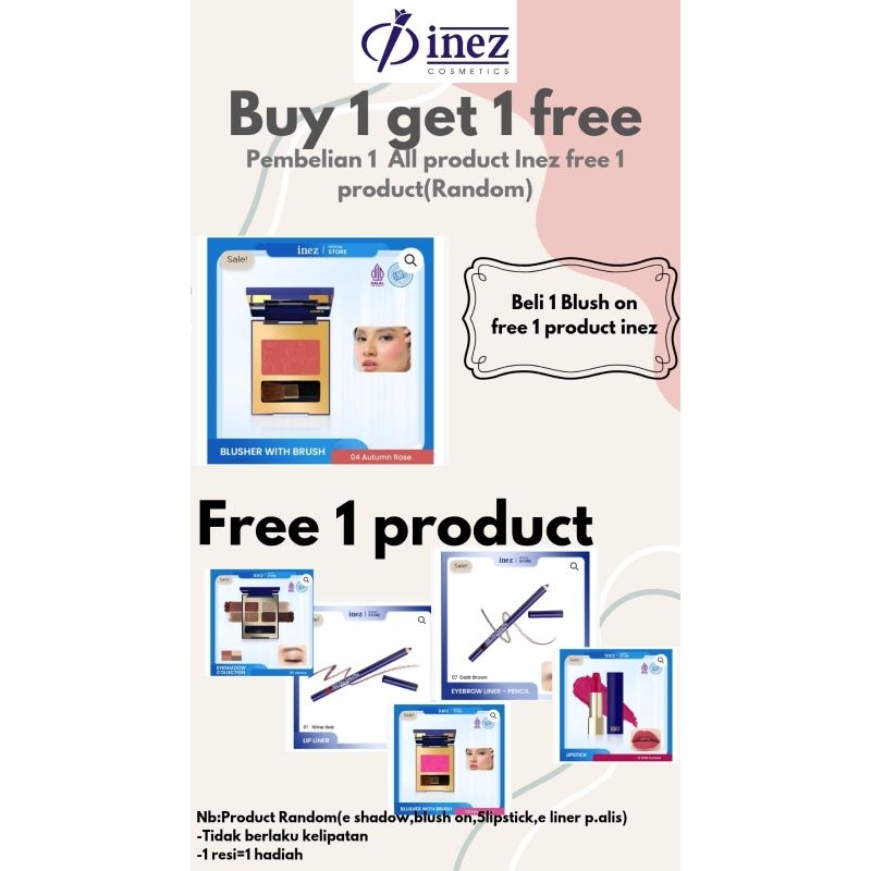 Jual INEZ Buy 1 Get 1 (Free Random) Blusher With Brush New Shade ...